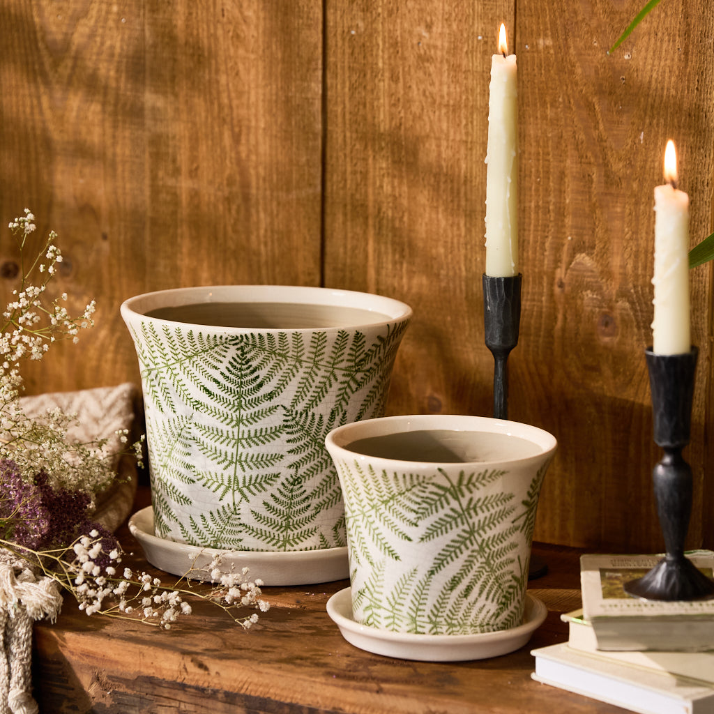 Set of 2 Fern Leaf Planters | Cottagecore Plant Pots | Evergreen Home ...