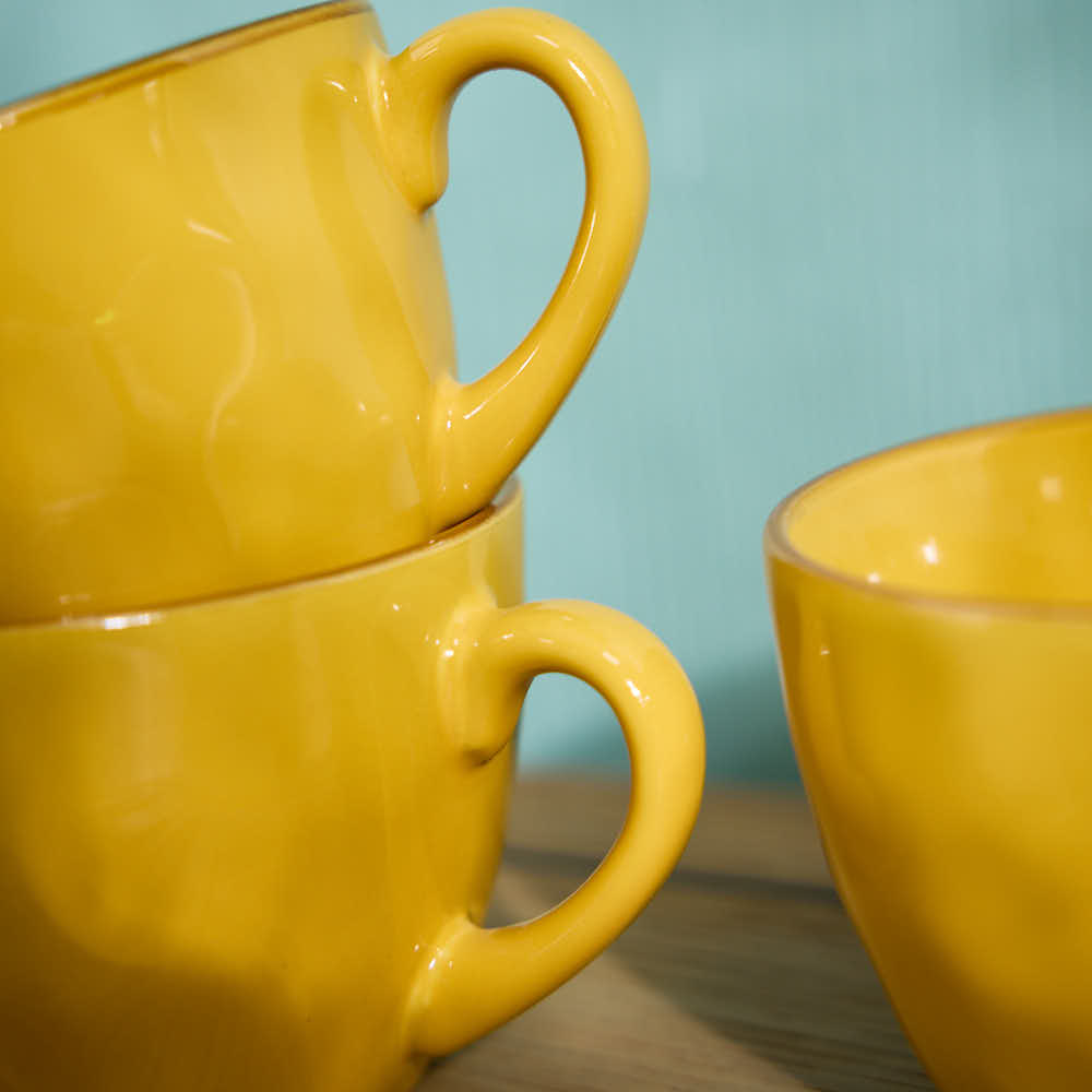 Mustard Stoneware Coffee Cup 420ml | Evergreen Home Interiors
